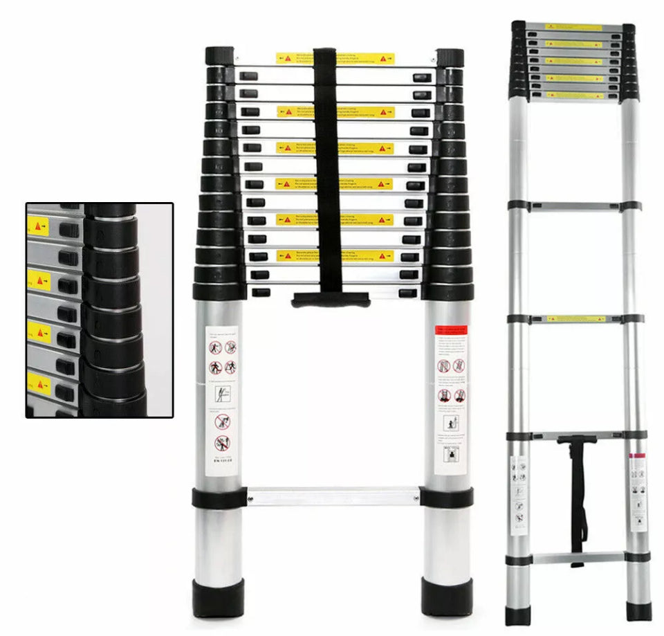 3.8 Metre Telescopic Ladder 12.5ft Aluminium Extension Ladders – valu 2u
