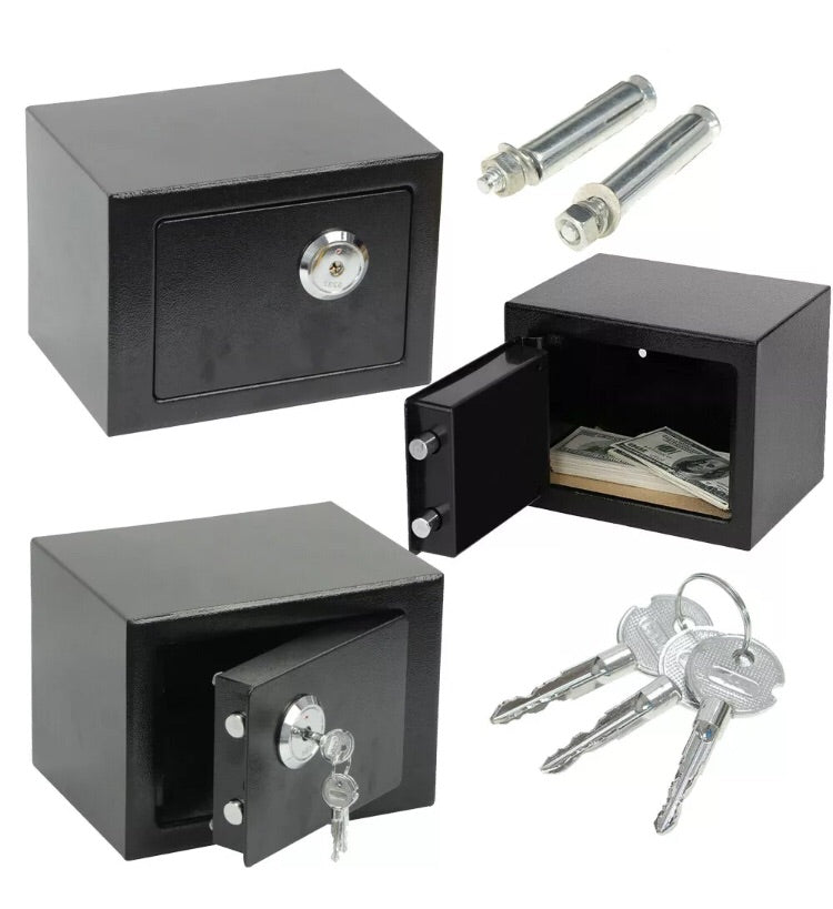 SMALL STEEL SAFE SECURITY MONEY CASH SAFETY LOCK BOX – valu 2u
